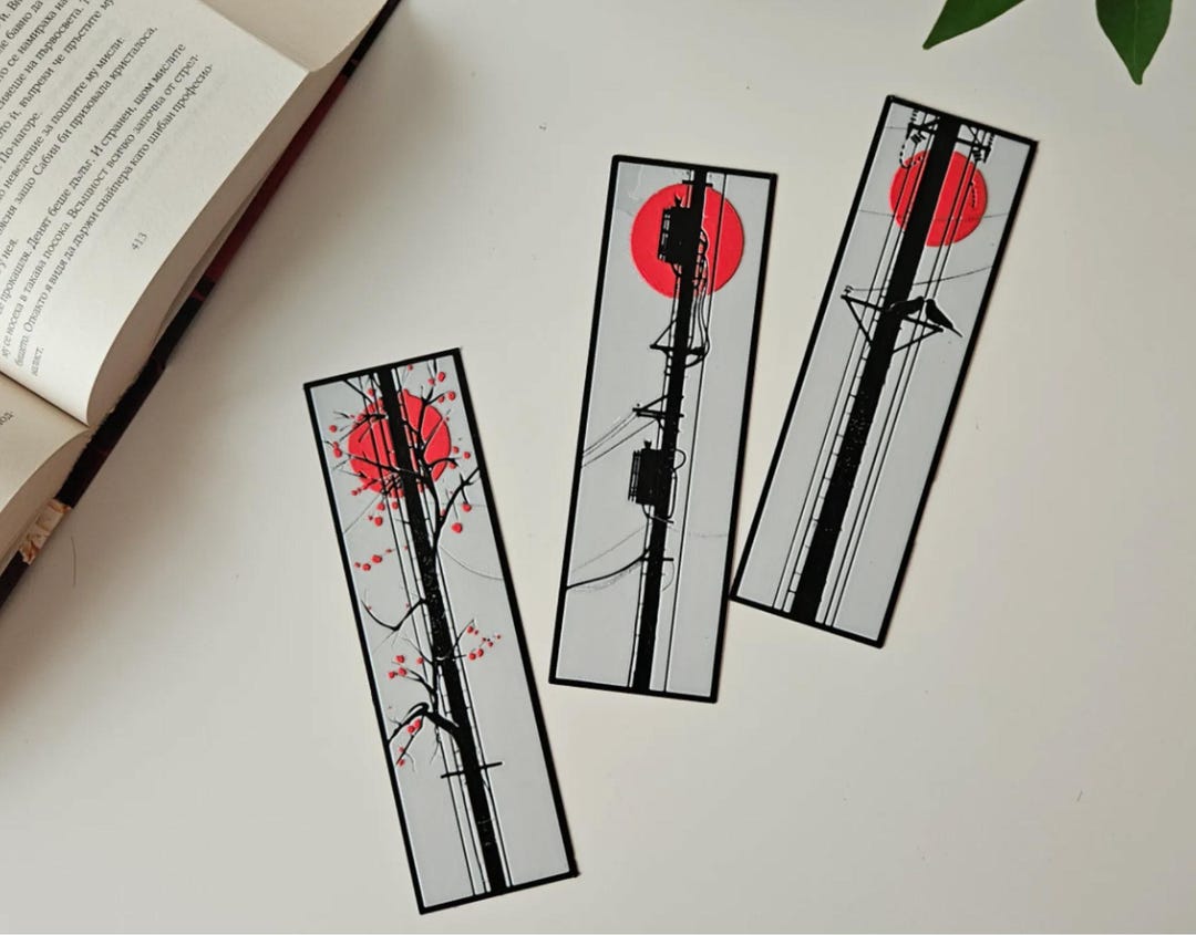 Japan Inspired Bookmark Set | Japanese-inspired Red Sun | Set of 3 ...