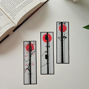 Japan Inspired Bookmark Set | Japanese-inspired Red Sun | Set of 3 ...