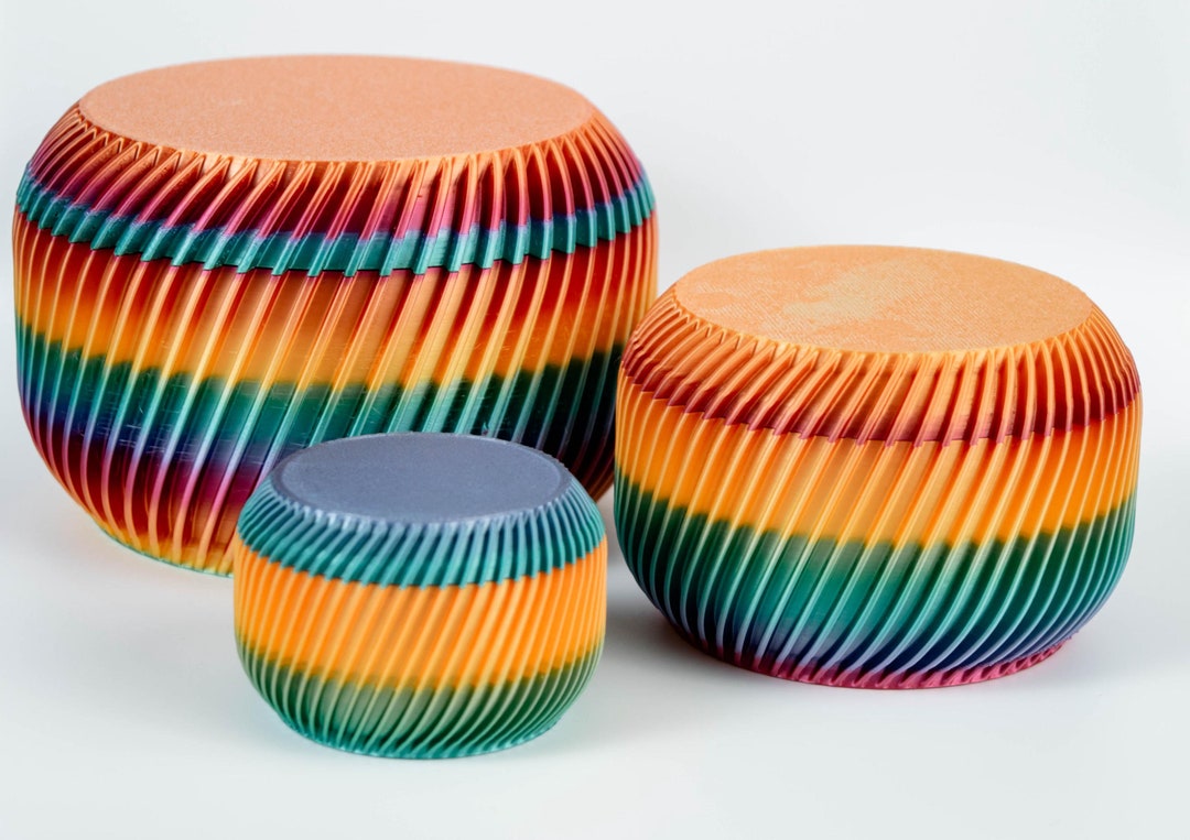 3D Printed Modern Storage Container Stylish Lidded Organizer Ribbed ...