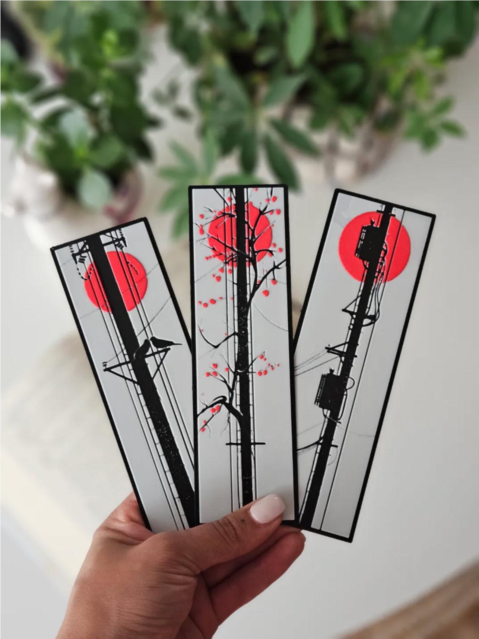 Japan Inspired Bookmark Set Japanese-inspired Red Sun Set of 3 ...