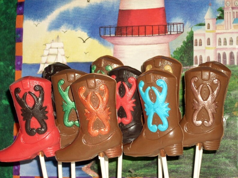Chocolate Cowboy Boot Lollipops - Etsy