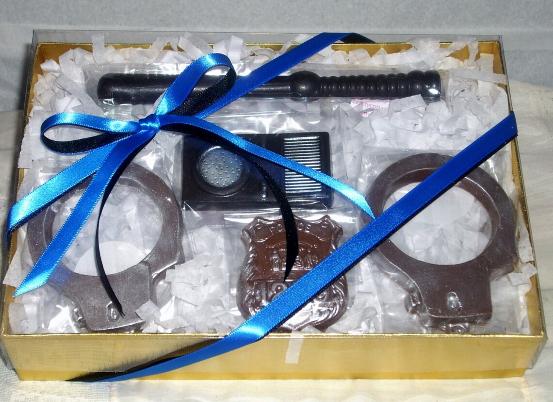 Chocolate Police Handcuffs Badge Night Stick and Walkie Talkie 5 Piece ...