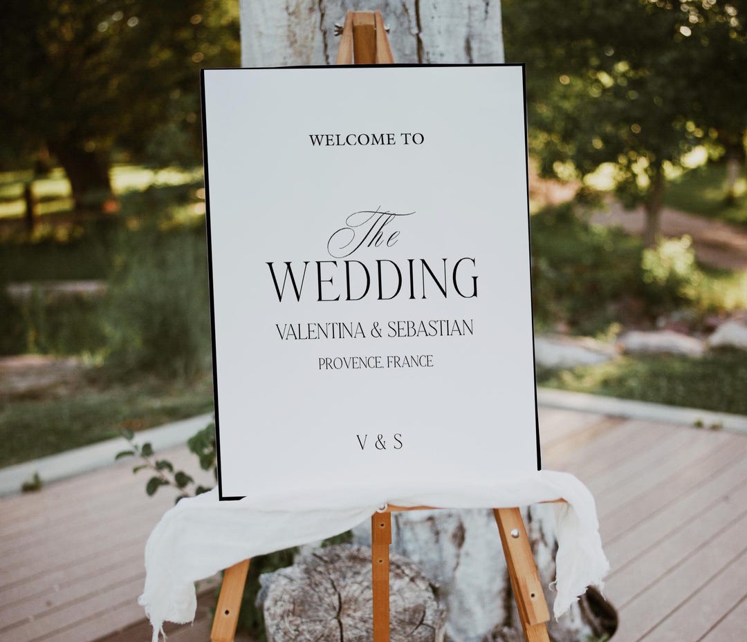 White Elegant Welcome Sign, Classic Old Money Wedding Welcome Sign ...