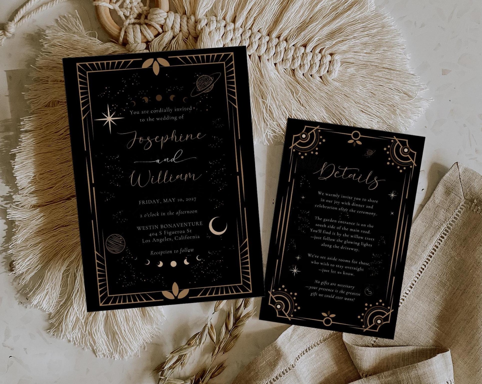 Celestial Wedding Invitation Set Stars Wedding Invite Template Editable ...