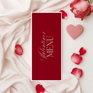 Valentines Day Menu + Place Card, Galantine's Day Menu, Minimalist ...