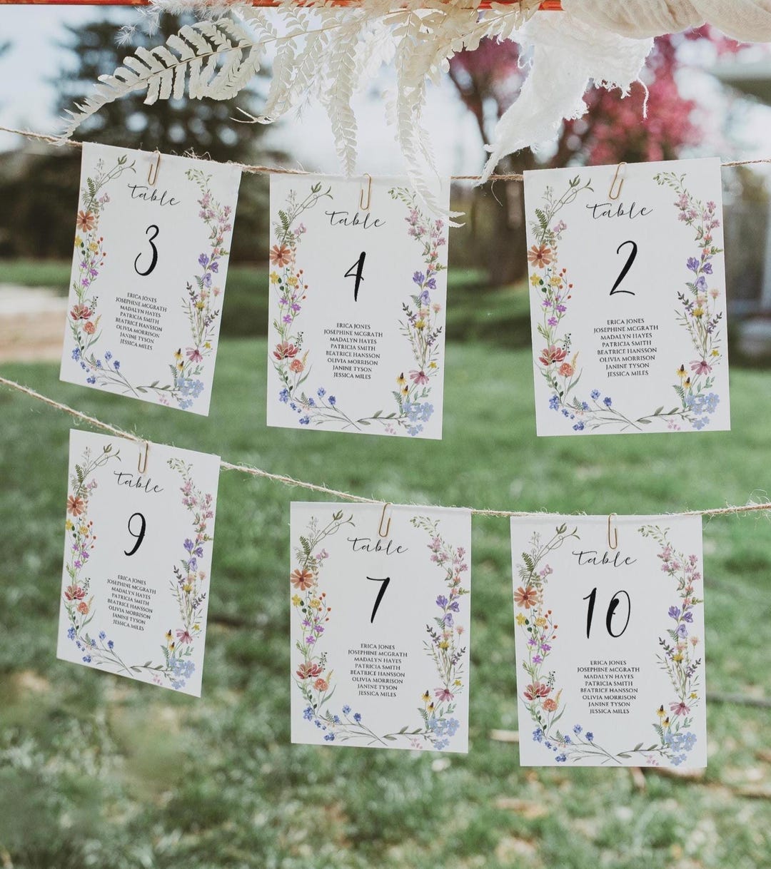 Wildflower Seating Chart Template Floral Wedding Seating Chart Sign ...