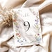 Wildflower Wedding Table Numbers Template, Printable Table Numbers ...
