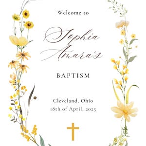 Yellow Baptism Welcome Sign | Wildflower Baptism Welcome Sign ...