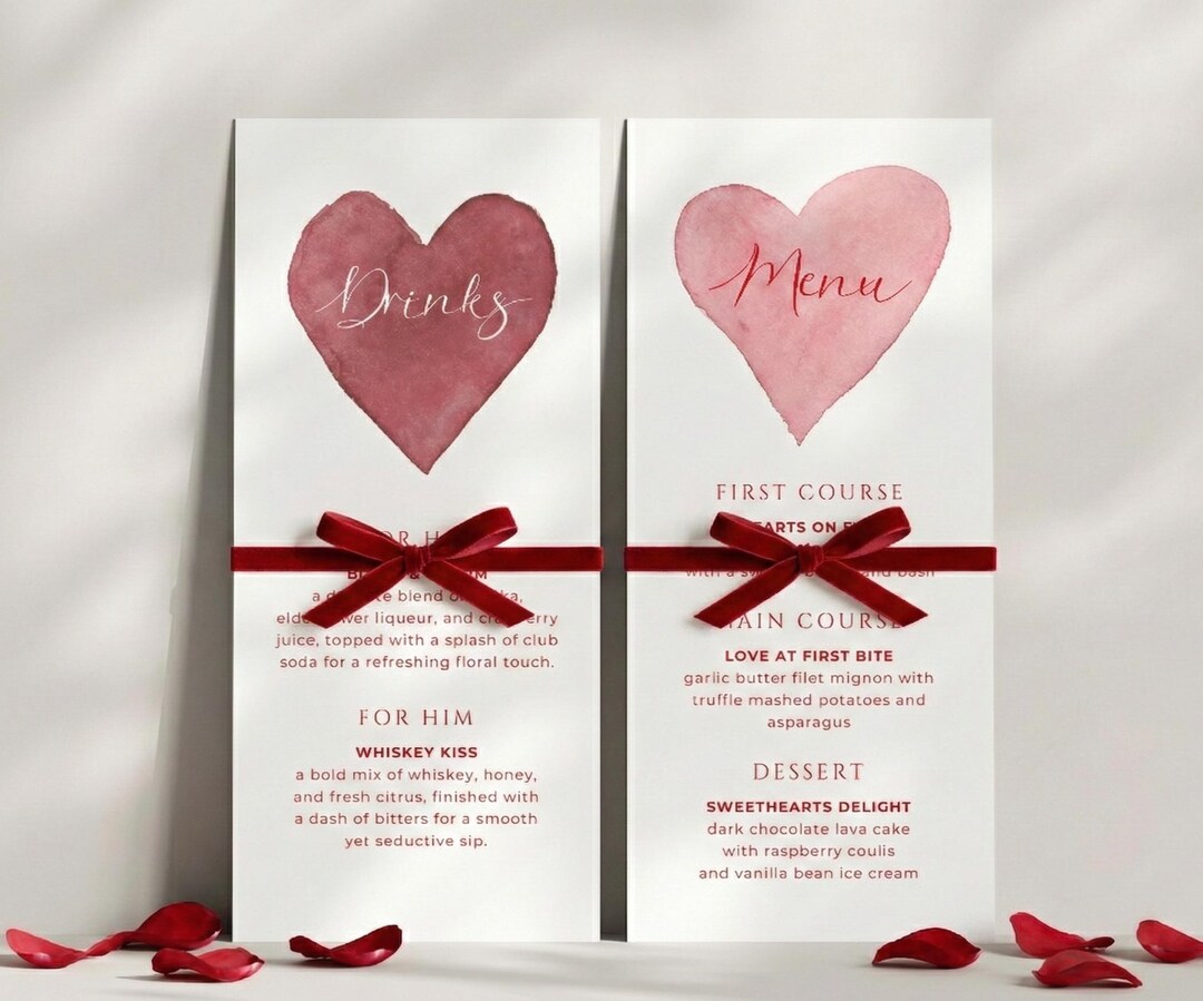 Valentine's Day Menu Template, Galantine's Day Menu, Minimalist ...