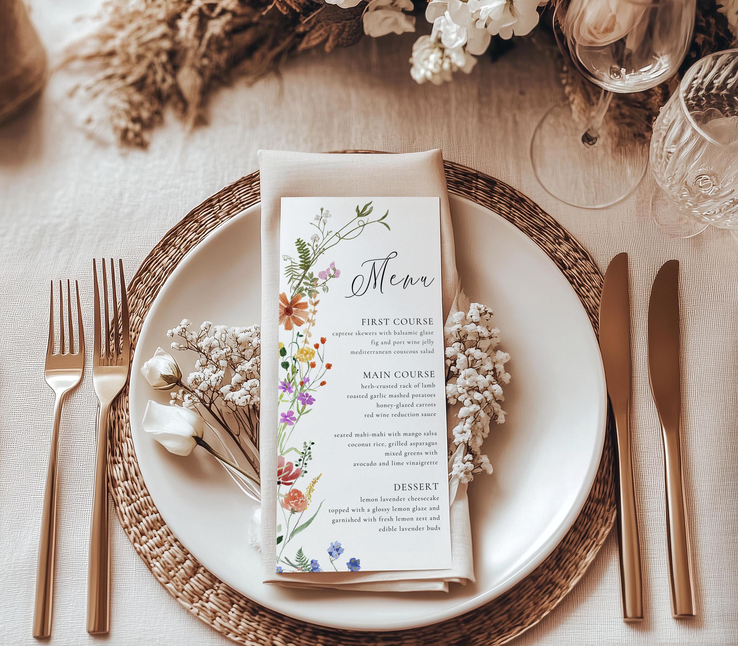 Wildflower Menu Template, Boho Flowers Menu, Garden Party Menu, Wedding ...