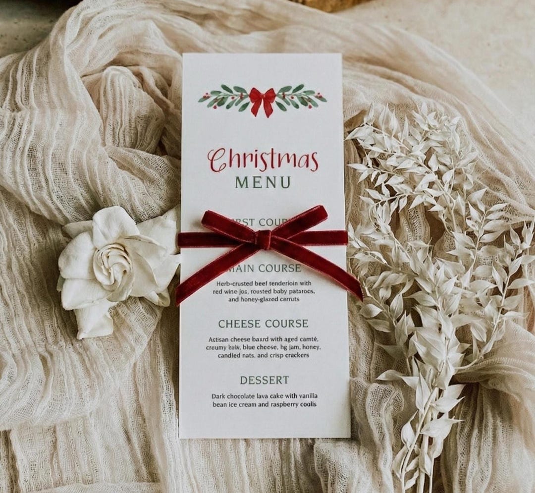 Modelo de cardápio de Natal, cardápio clássico minimalista, decoração ...