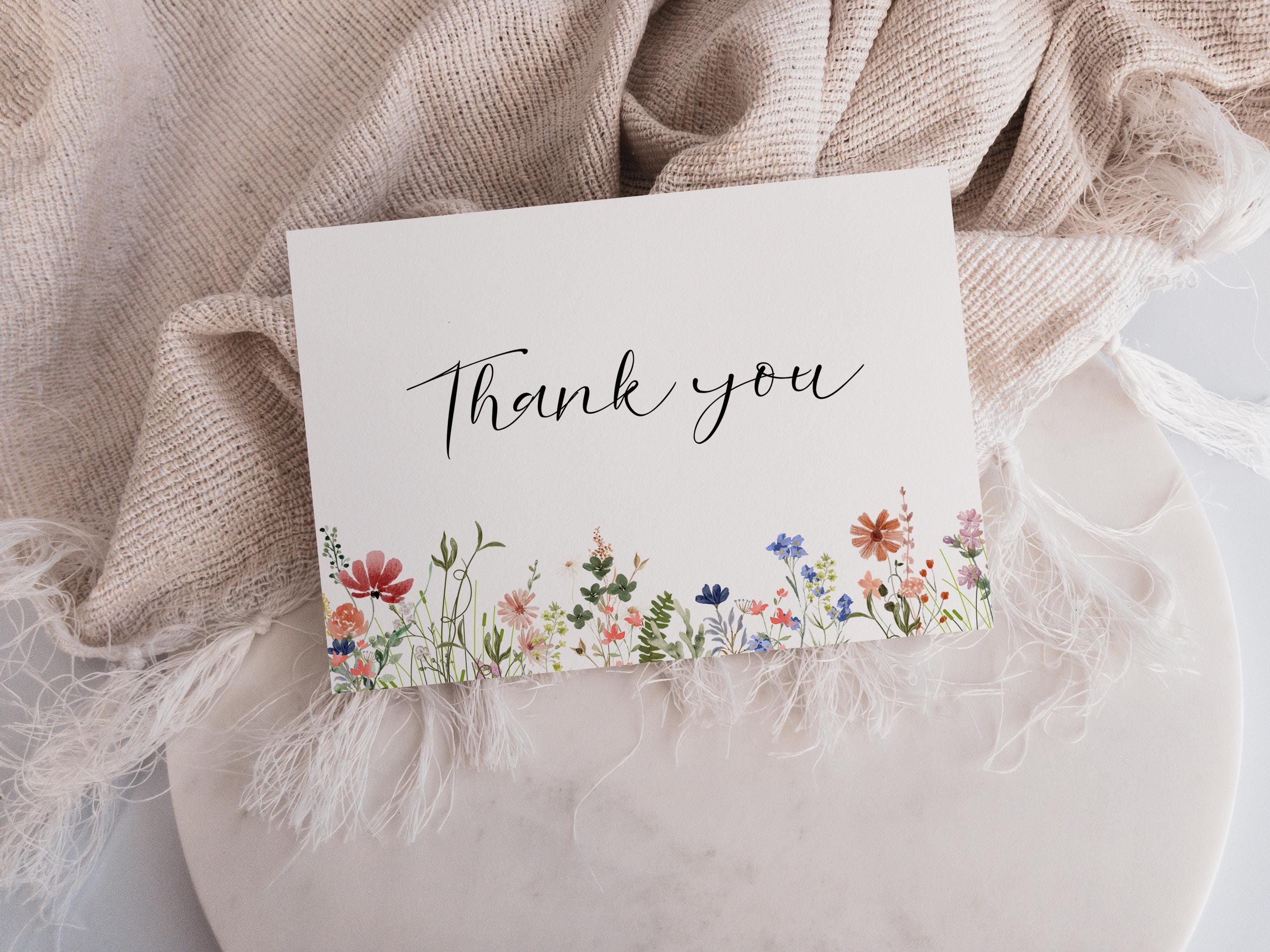 Wildflower Thank You Card Template, Editable Thank You Card, Printable ...