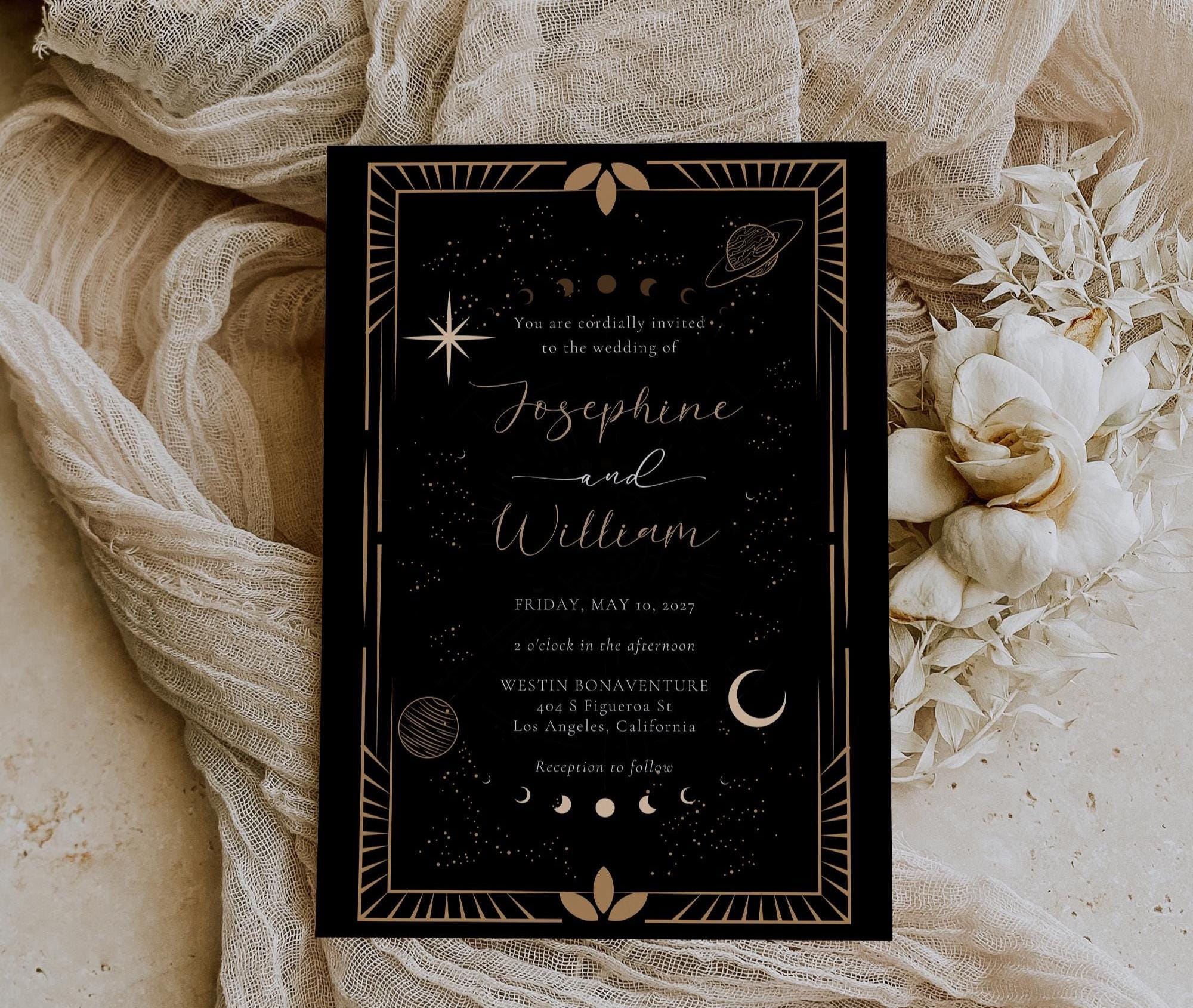 Celestial Wedding Invitation Set Stars Wedding Invite Template Editable ...