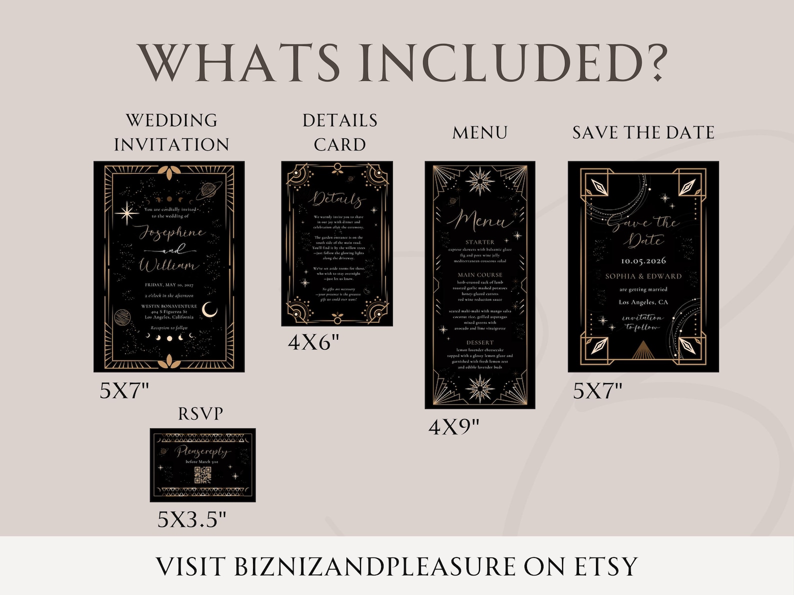 Celestial Wedding Invitation Set Stars Wedding Invite Template Editable ...