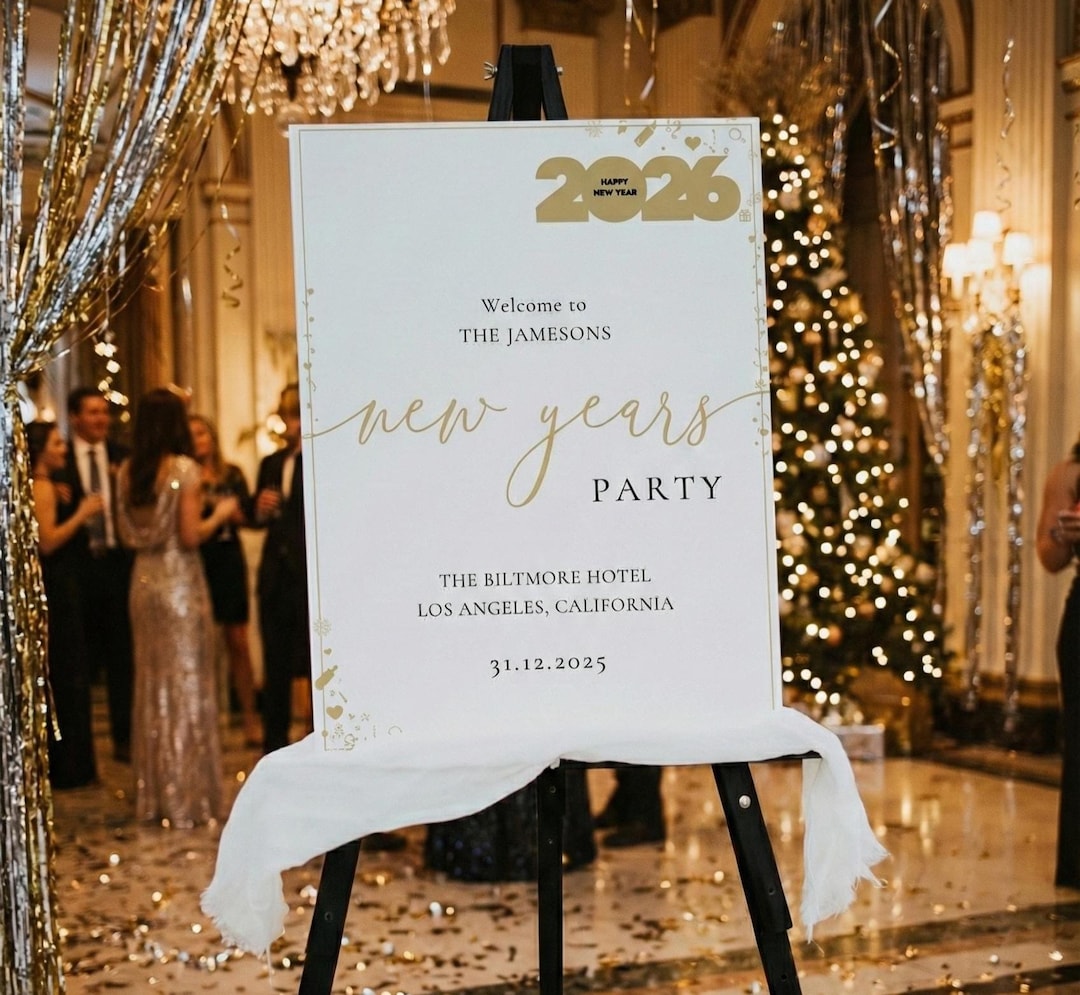 New Years Eve Welcome Sign Template | Personalized Holiday Party ...