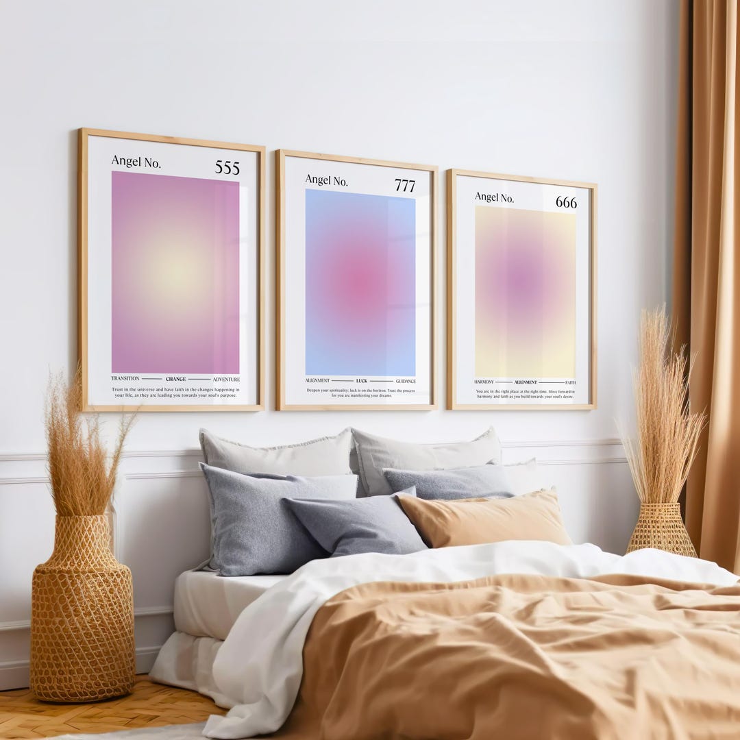 Angel Numbers Set | Gradient Wall Art | Aura Angel Number Posters ...