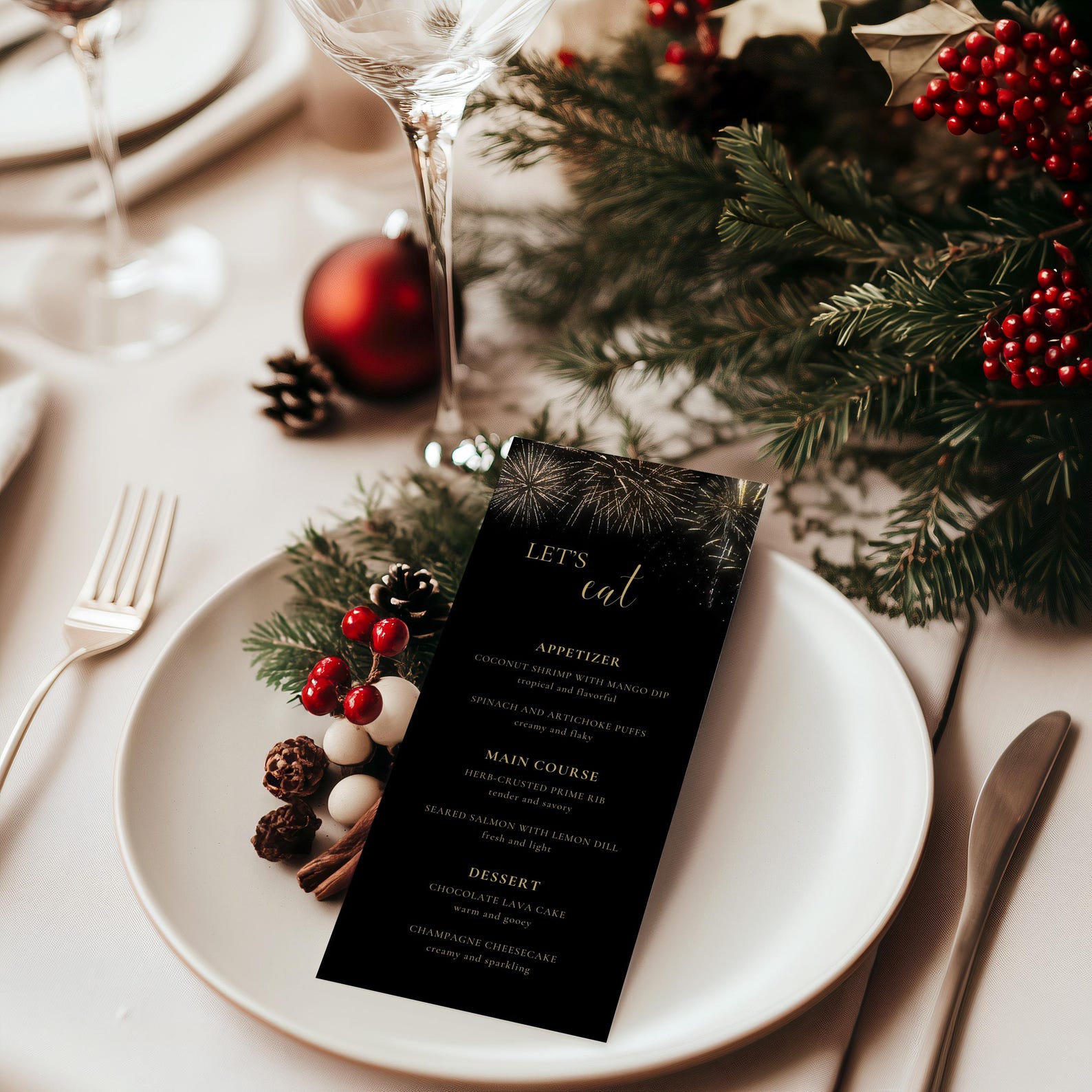 New Years Eve Clock Menu Template, New Years Eve NYE Dinner Menu, New ...