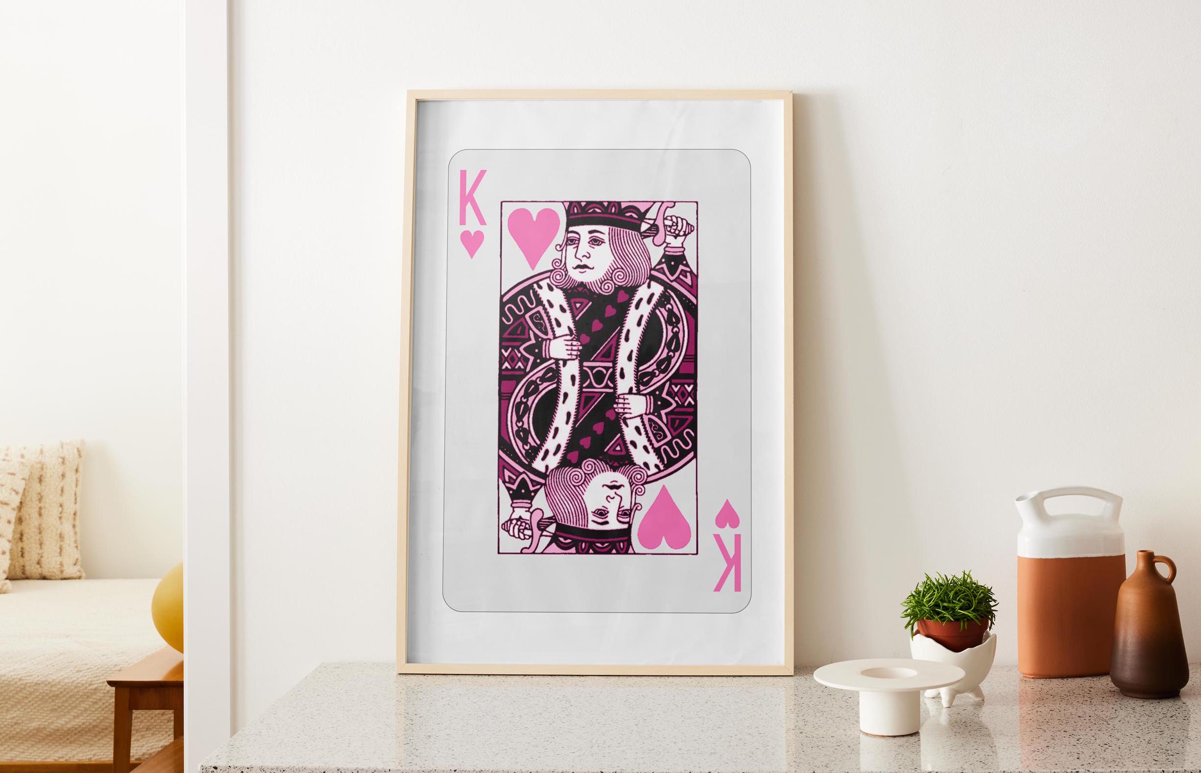 Hot Pink Playing Cards, Lucky Girl Playing Card, King of Hearts Playing ...