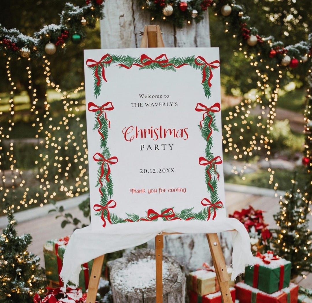 Editable Christmas Welcome Sign Template | Personalized Holiday Party ...