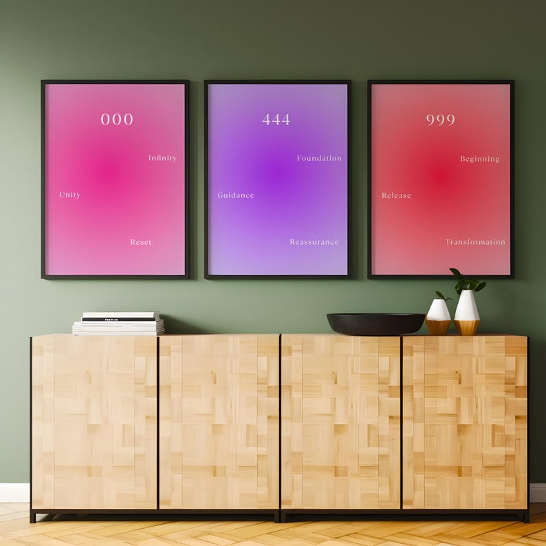 Angel Numbers Set | Gradient Wall Art | Aura Angel Number Posters ...
