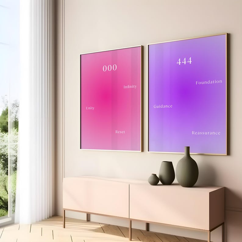 Angel Numbers Set Gradient Wall Art Aura Angel Number Posters ...
