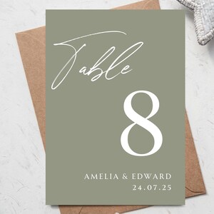 Sage Green Minimalist Wedding Table Numbers, Green Minimalist Table ...