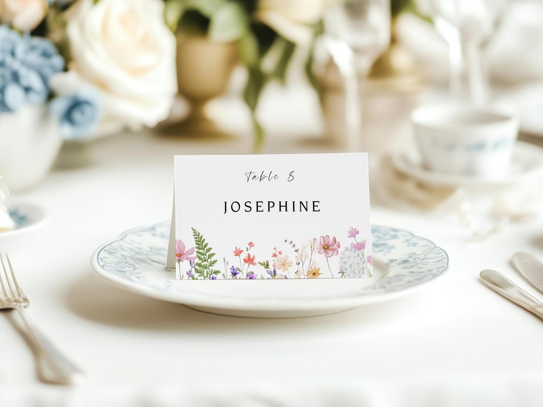 Floral Place Cards Template, Printable Place Cards, Wedding Name Cards ...