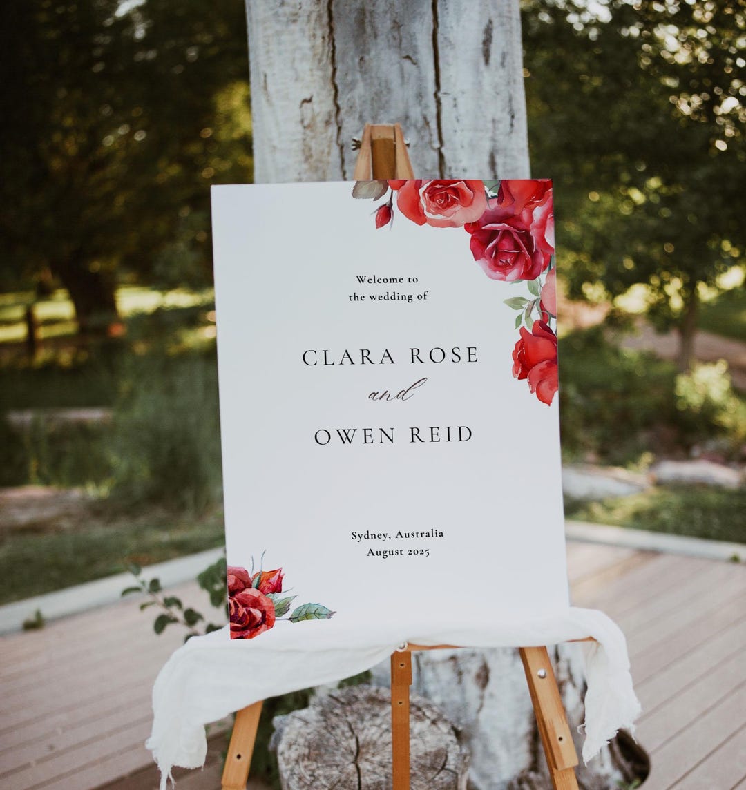 Rose Wedding Welcome, Rose Welcome Sign Template, Welcome Sign, Instant ...