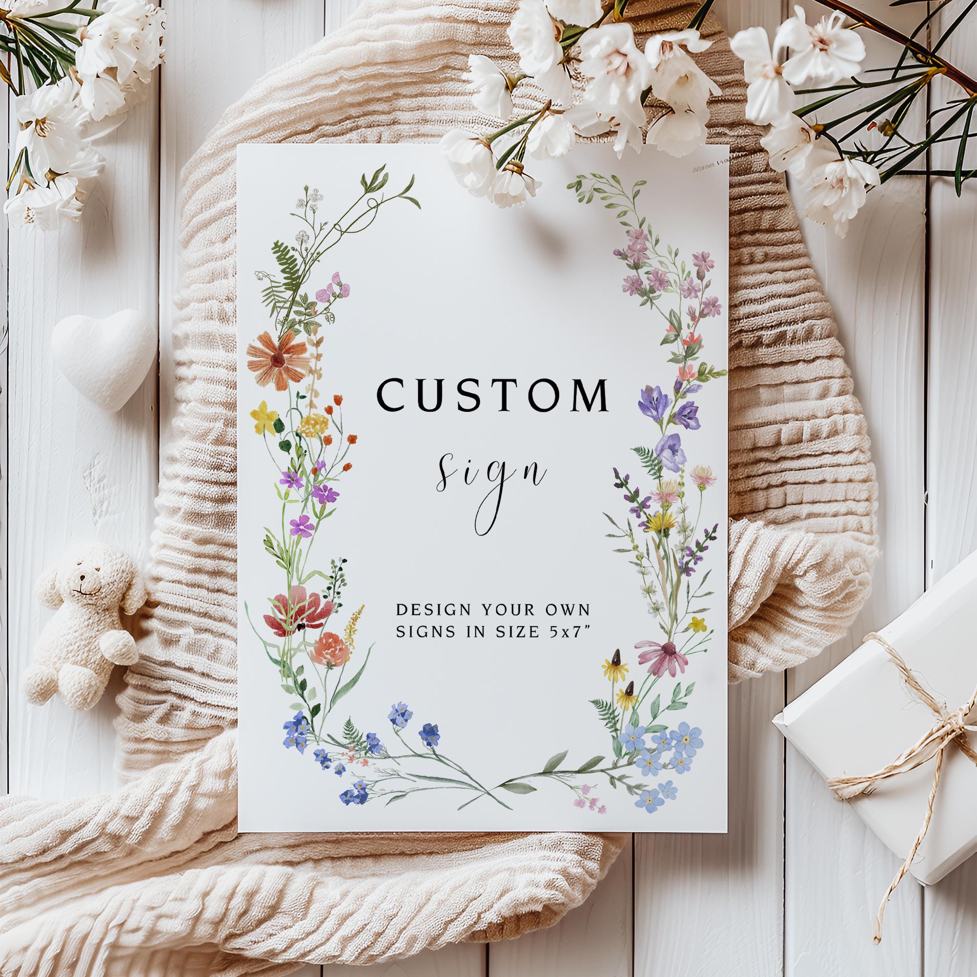 Wildflower Custom Sign, Floral Custom Sign, Boho Wildflower Wedding ...