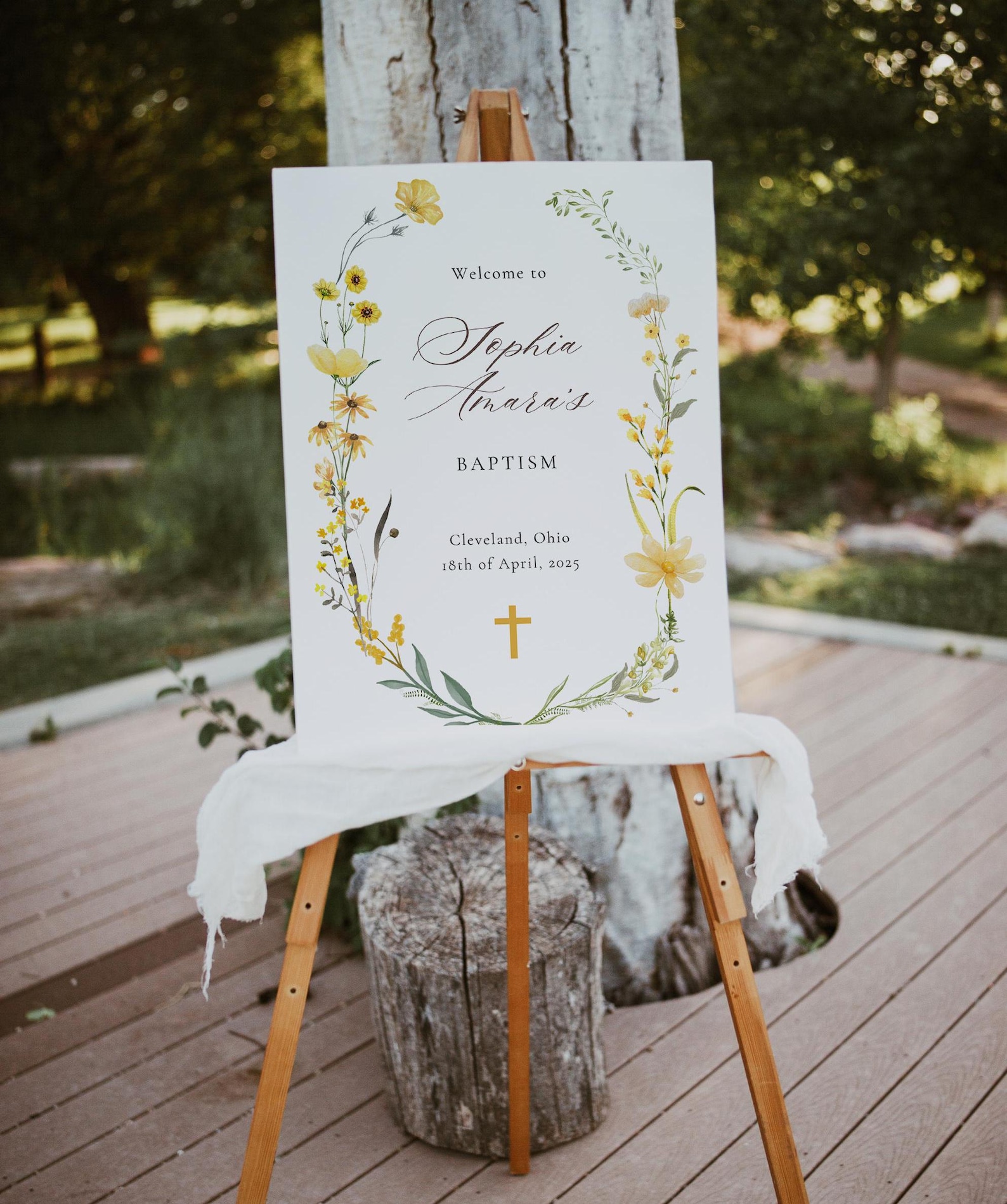 Yellow Baptism Welcome Sign | Wildflower Baptism Welcome Sign ...