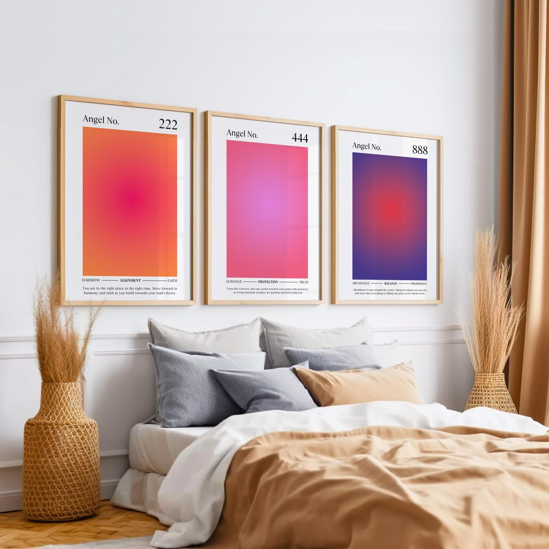 Angel Numbers Set | Gradient Wall Art | Aura Angel Number Posters ...
