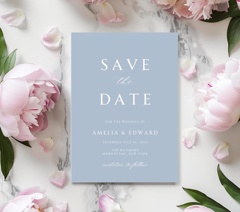 Slate Blue Wedding Invitation Suite, Wedding Invite Template Light Blue ...