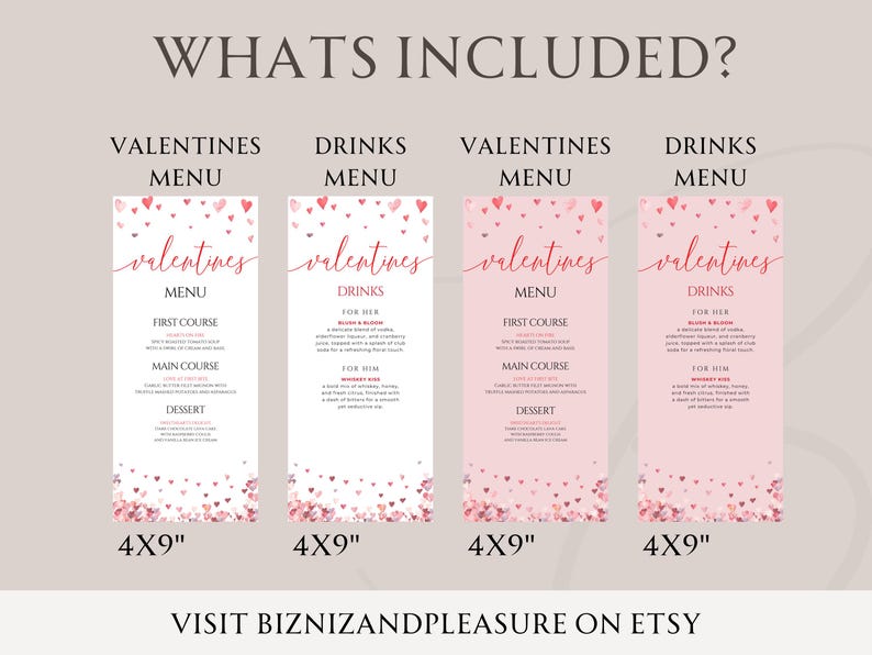 Valentines Menu Editable Template, Valentine's Day, Printable Dinner ...