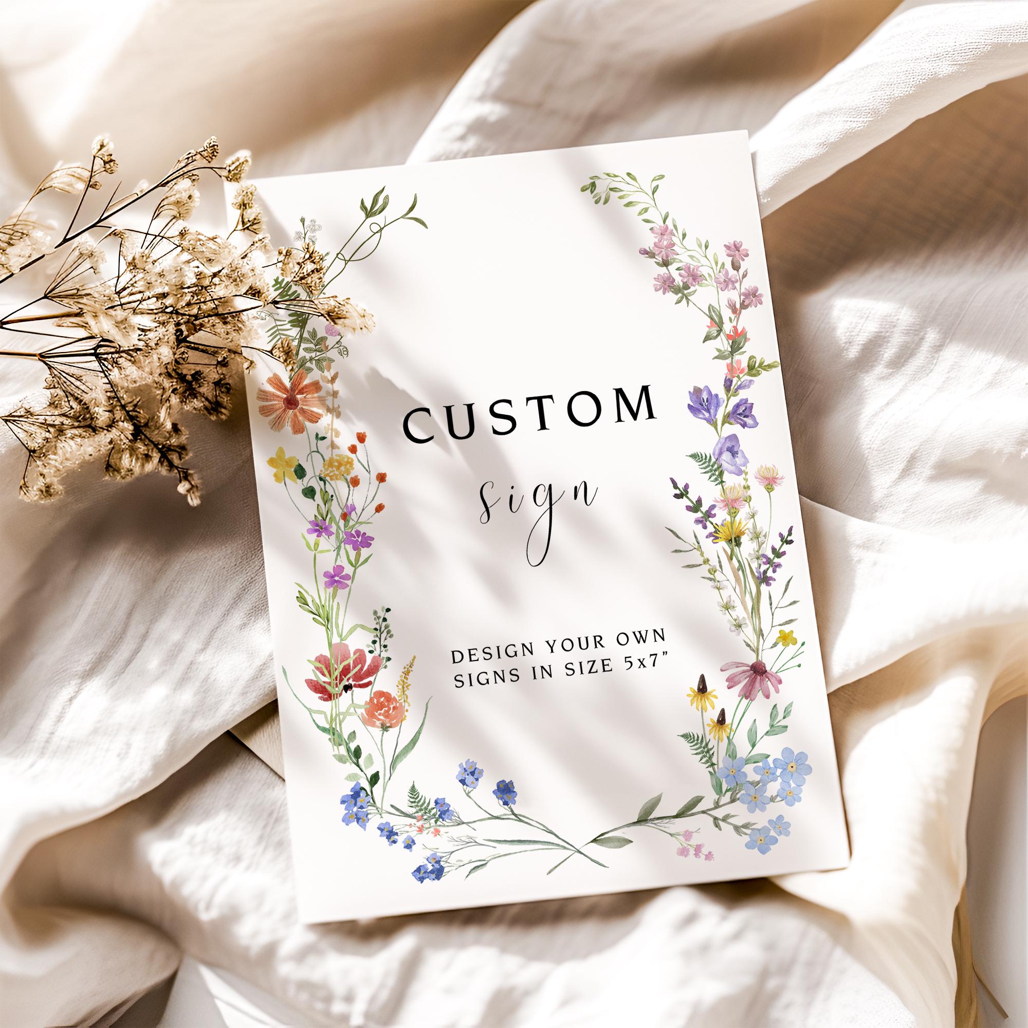 Wildflower Custom Sign, Floral Custom Sign, Boho Wildflower Wedding ...