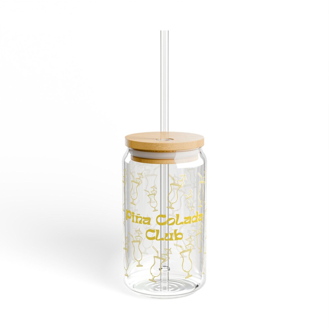 Sipper Glass, 'pina Colada Club' | Cute Cocktail Lover Gift, 16oz ...
