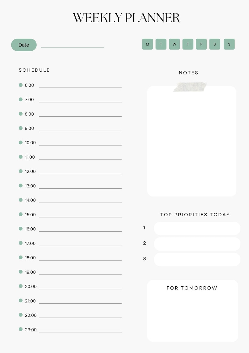 Printable Minimalist Template Selfcare and Planning : Weekly Planner ...