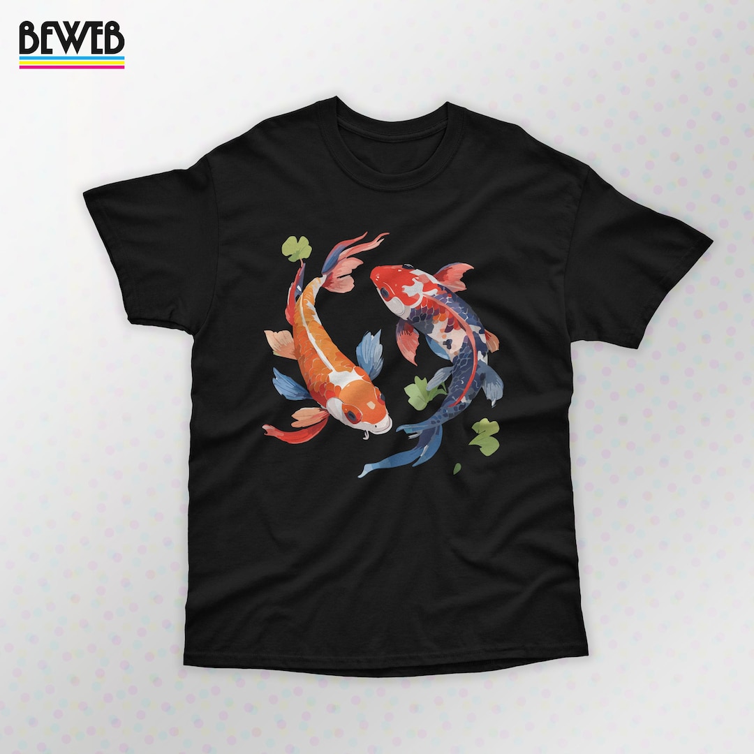 Vintage Japanese Koi Fish Tshirt Nautical Animal Shirt Nature Lovers T ...