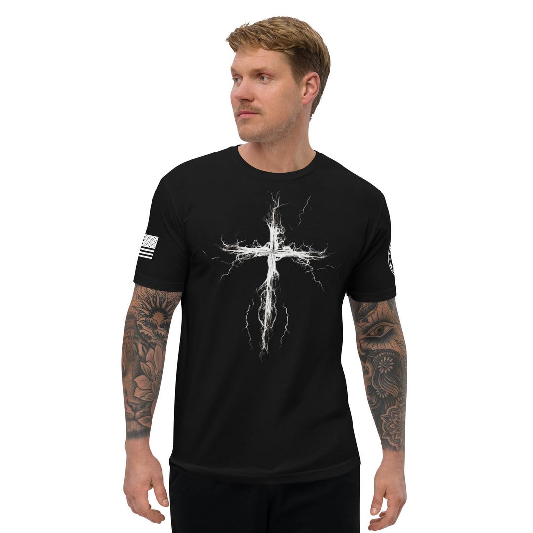 Lightning Cross T-shirt: God is My Strength, Christian Apparel - Etsy