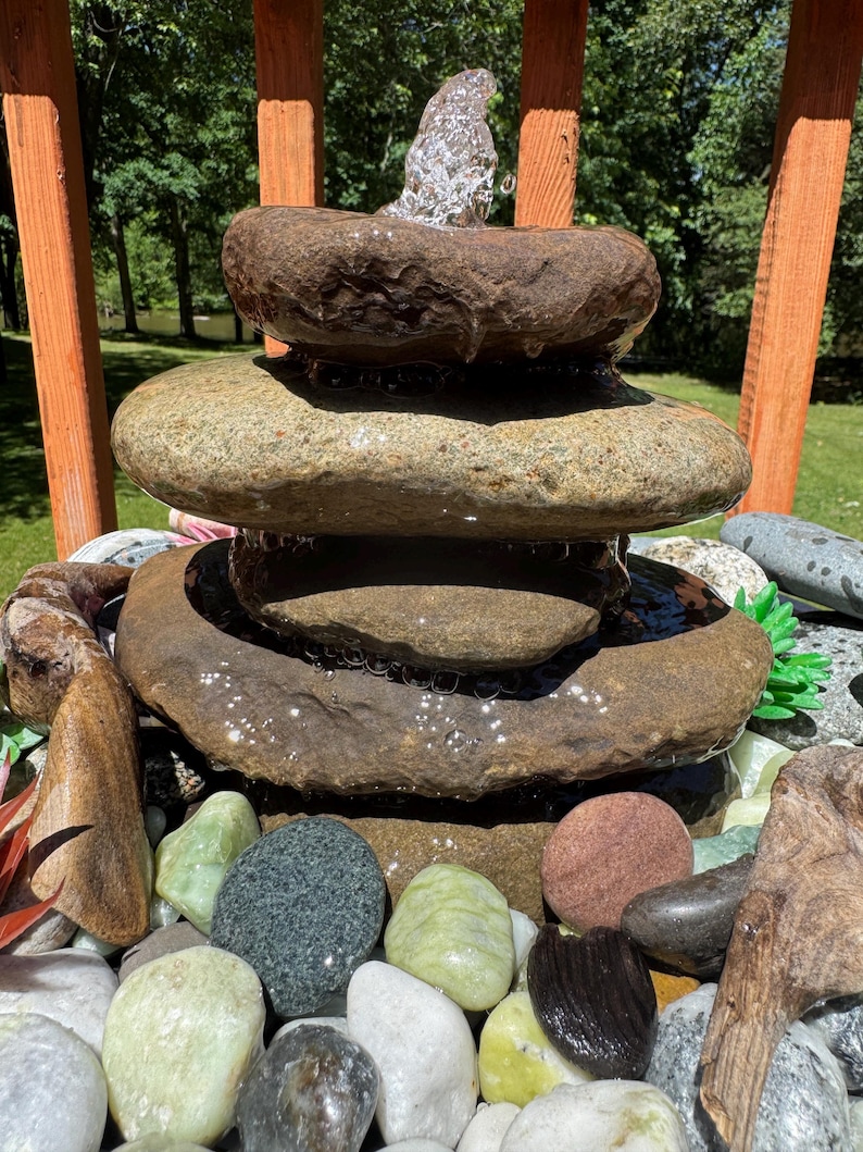 DIY River Rock Cairn Fountain Kit • Zen Water Feature • Indoor Outdoor ...