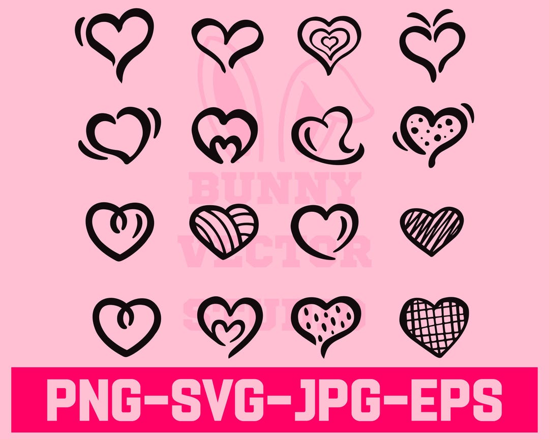 Hand Drawn Heart Svg, Open Heart Svg, Heart Svg Bundle, Sketch Heart ...