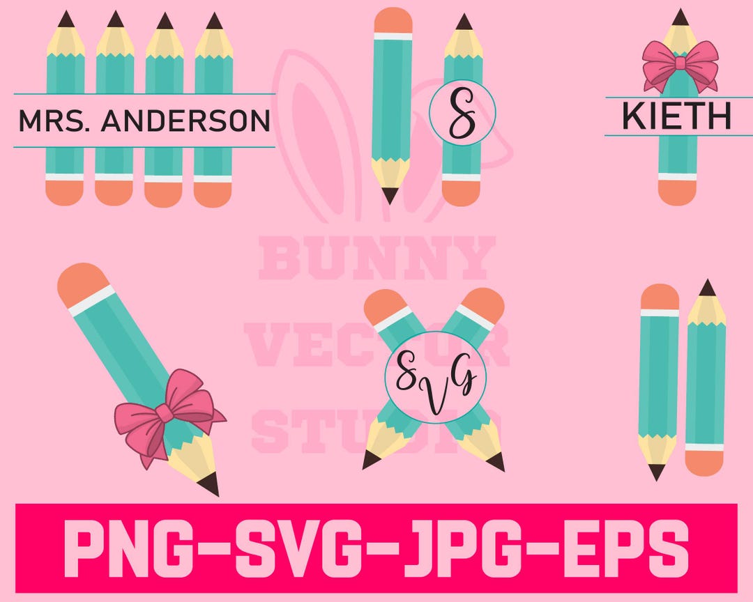Split Monogram Svg, Teacher Crayon Svg, Crayon Png, Pencil Svg, Teacher ...