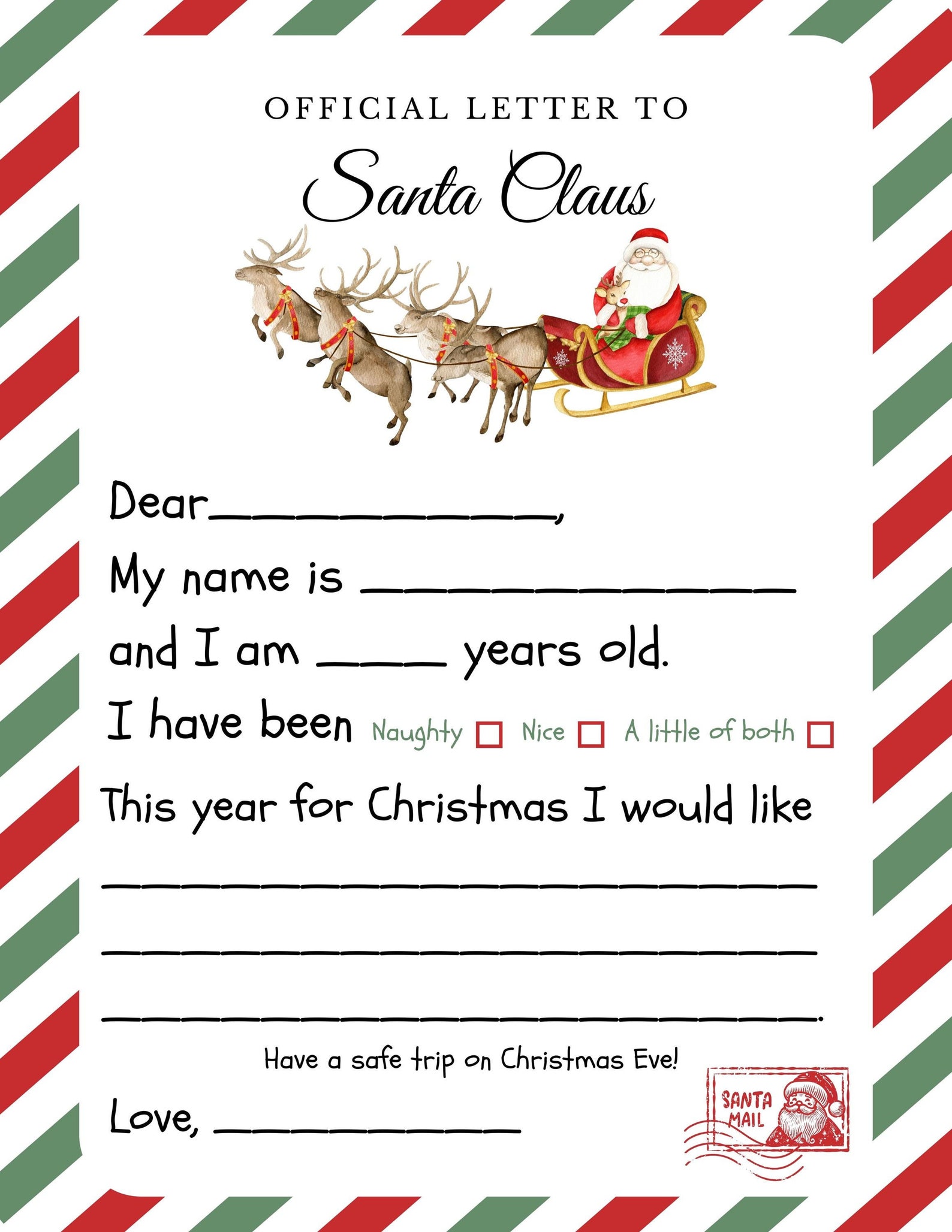 Letter to Santa Claus, Christmas Letter, Christmas Wishlist, Official ...