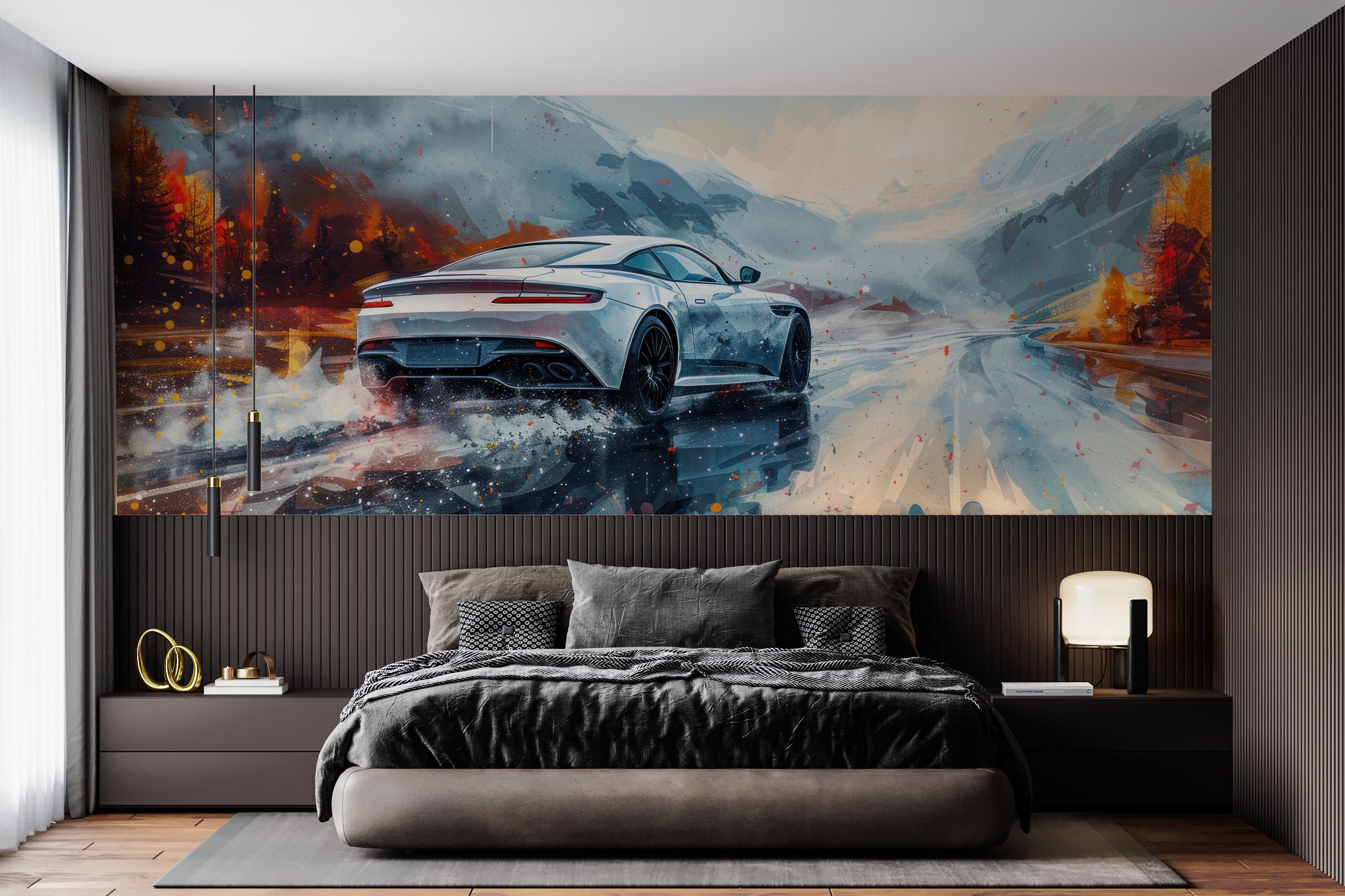 Watercolor Sports Car Peel and Stick Wallpaper | Race Car Wall Mural ...