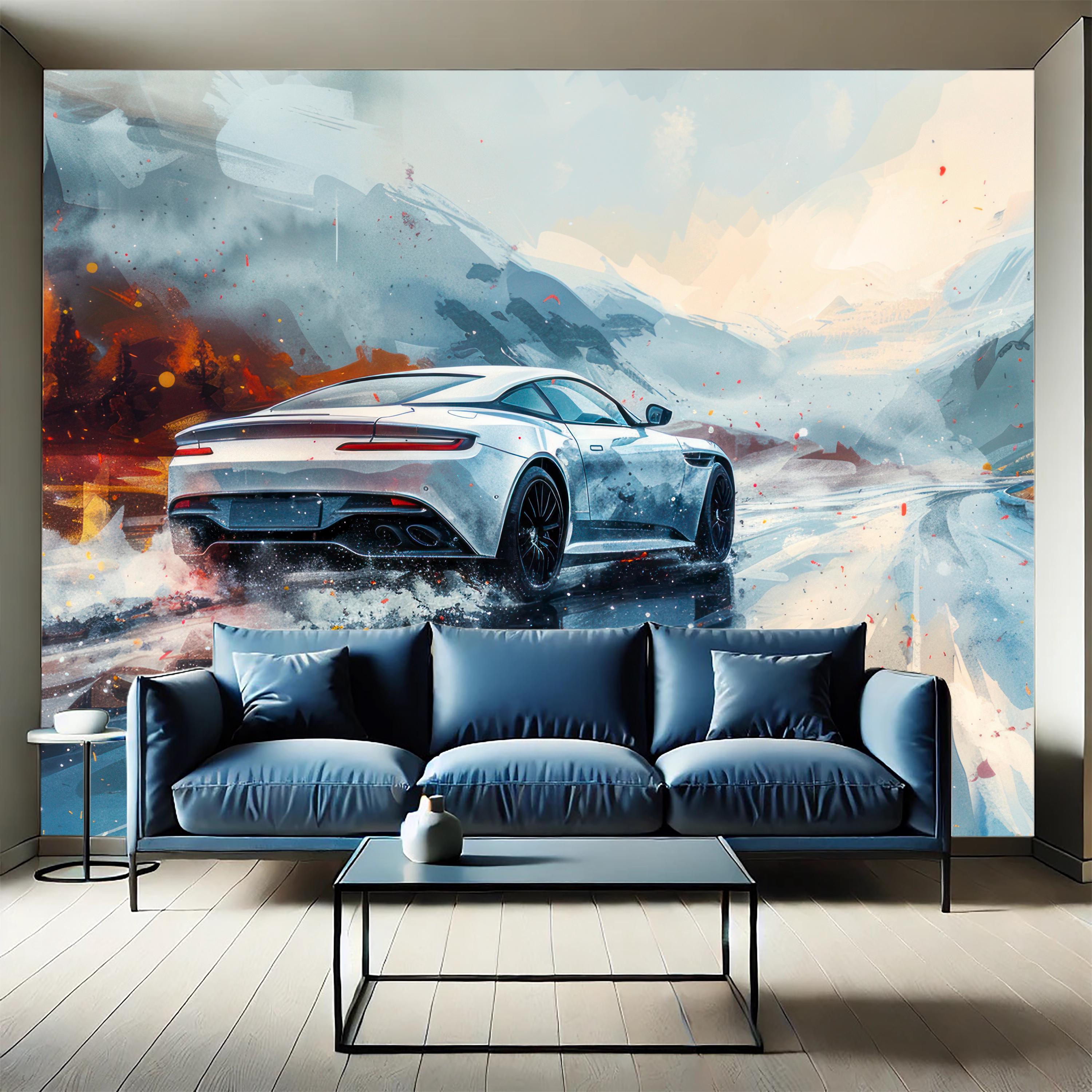 Watercolor Sports Car Peel and Stick Wallpaper | Race Car Wall Mural ...