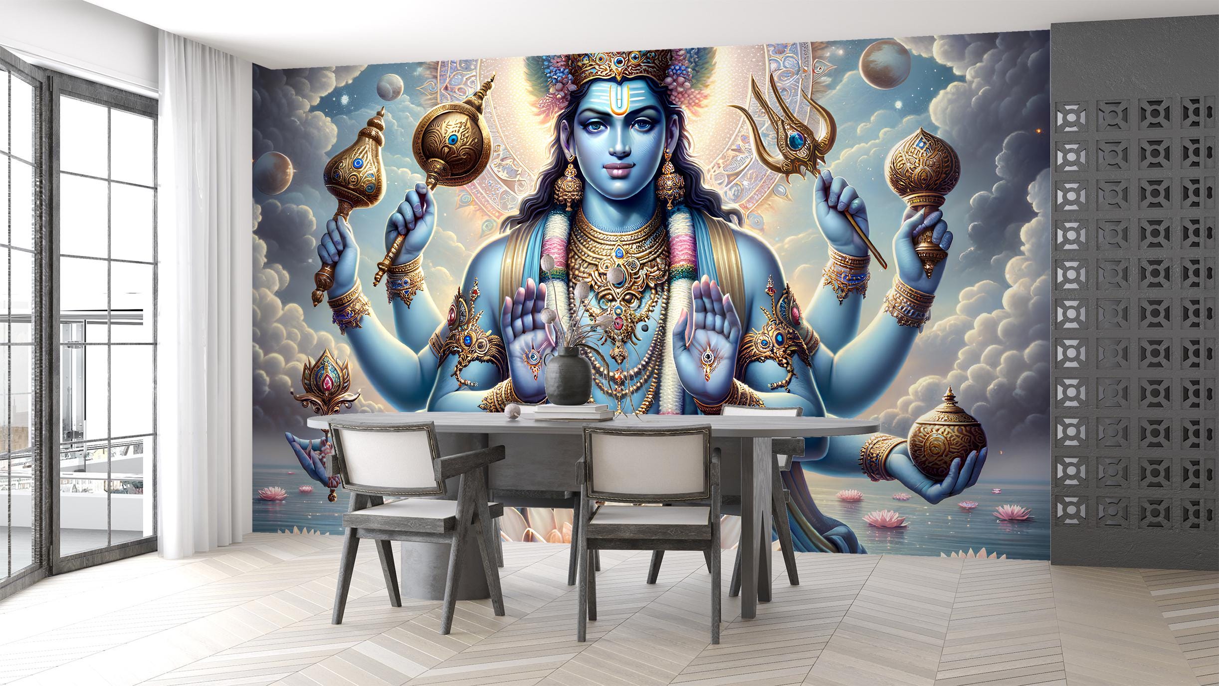 Lord Vishnu Canvas Peel and Stick Wallpaper: Hindu God Wall Art - Etsy