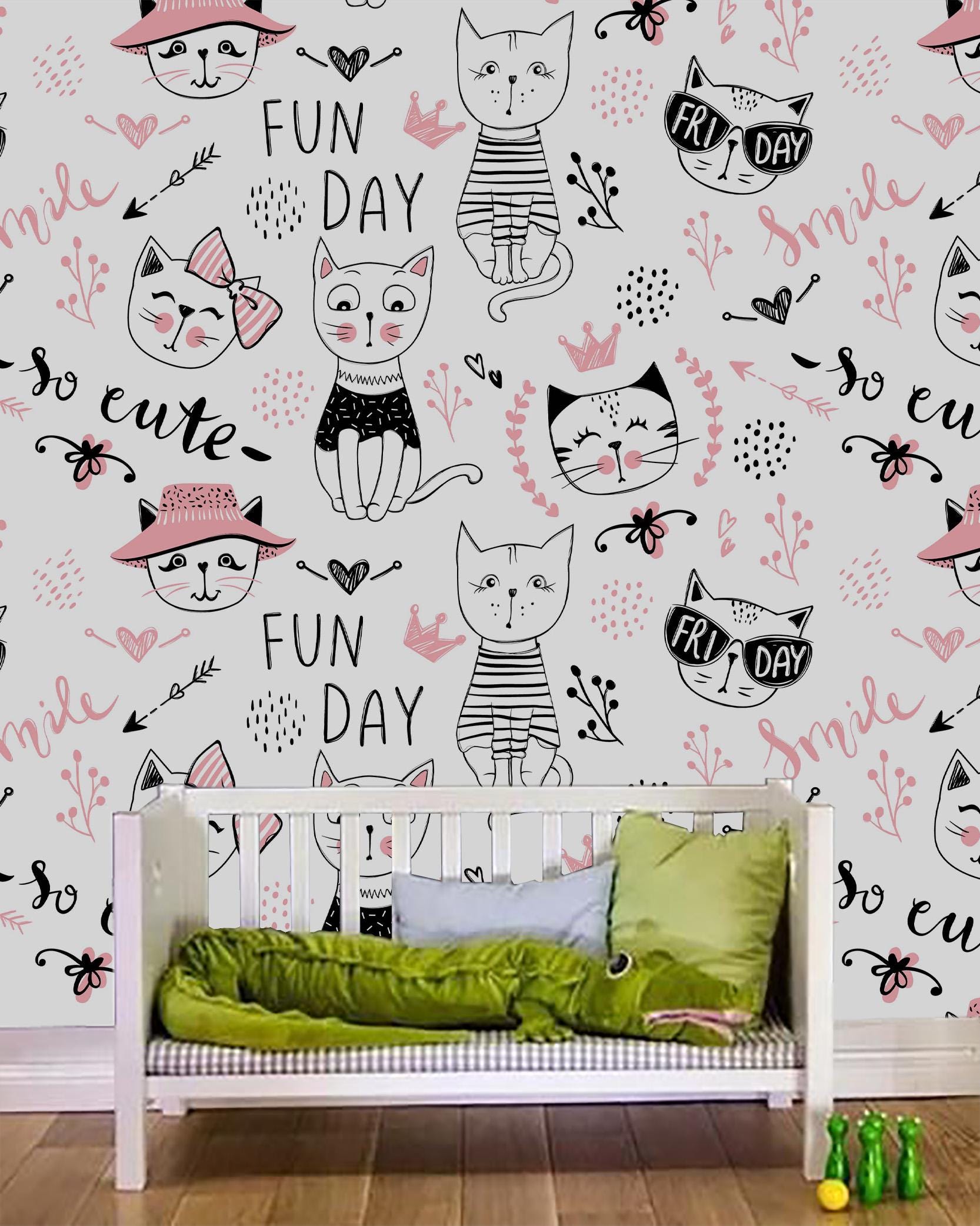Fun Cat-themed Wallpaper for Kids - Etsy