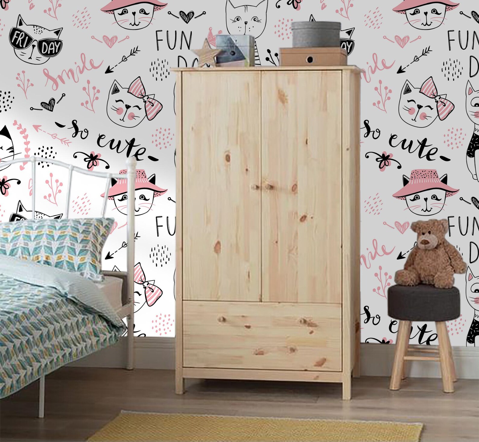 Fun Cat-themed Wallpaper for Kids - Etsy