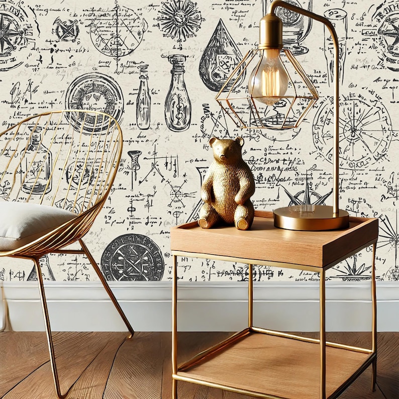 Mystical Alchemy Wallpaper Mural: Gothic Dark Academia Apothecary Decor ...