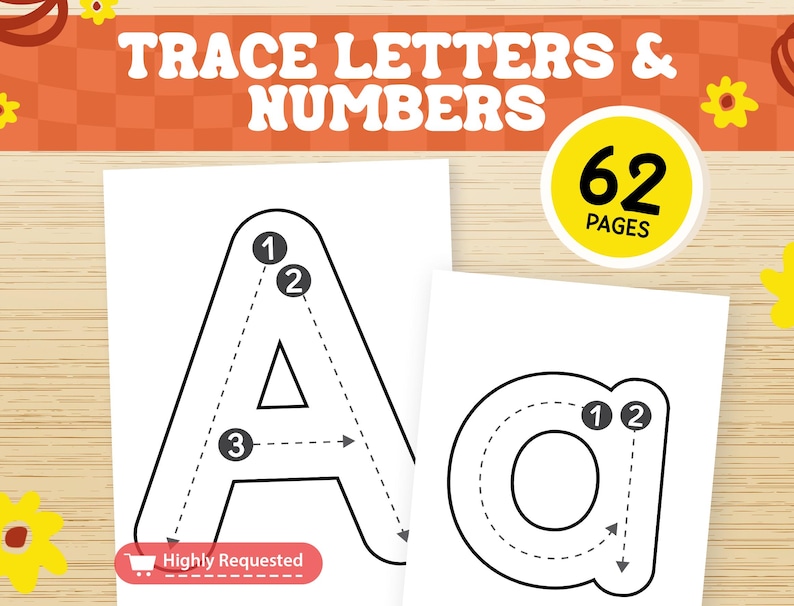 WORKSHEETS | Trace Letters, All 26 Letters, Trace Numbers. Color ...