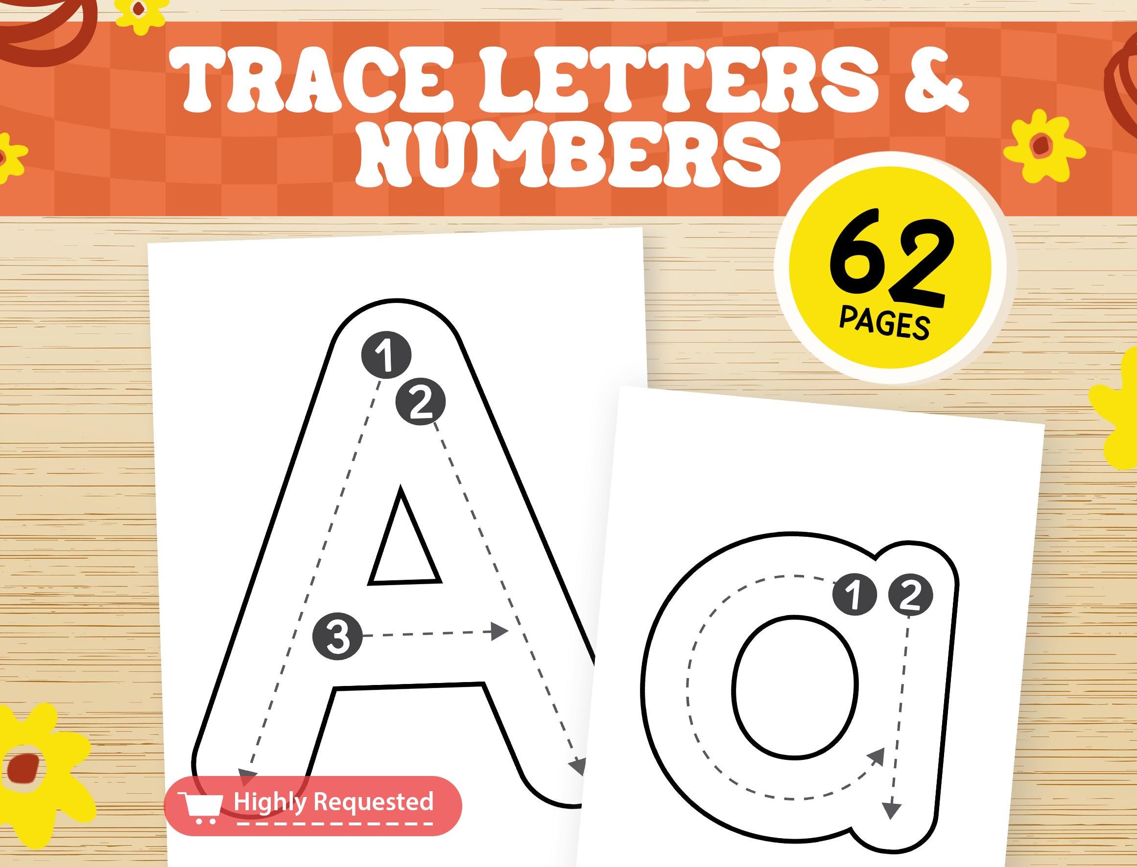 WORKSHEETS | Trace Letters, All 26 Letters, Trace Numbers. Color ...
